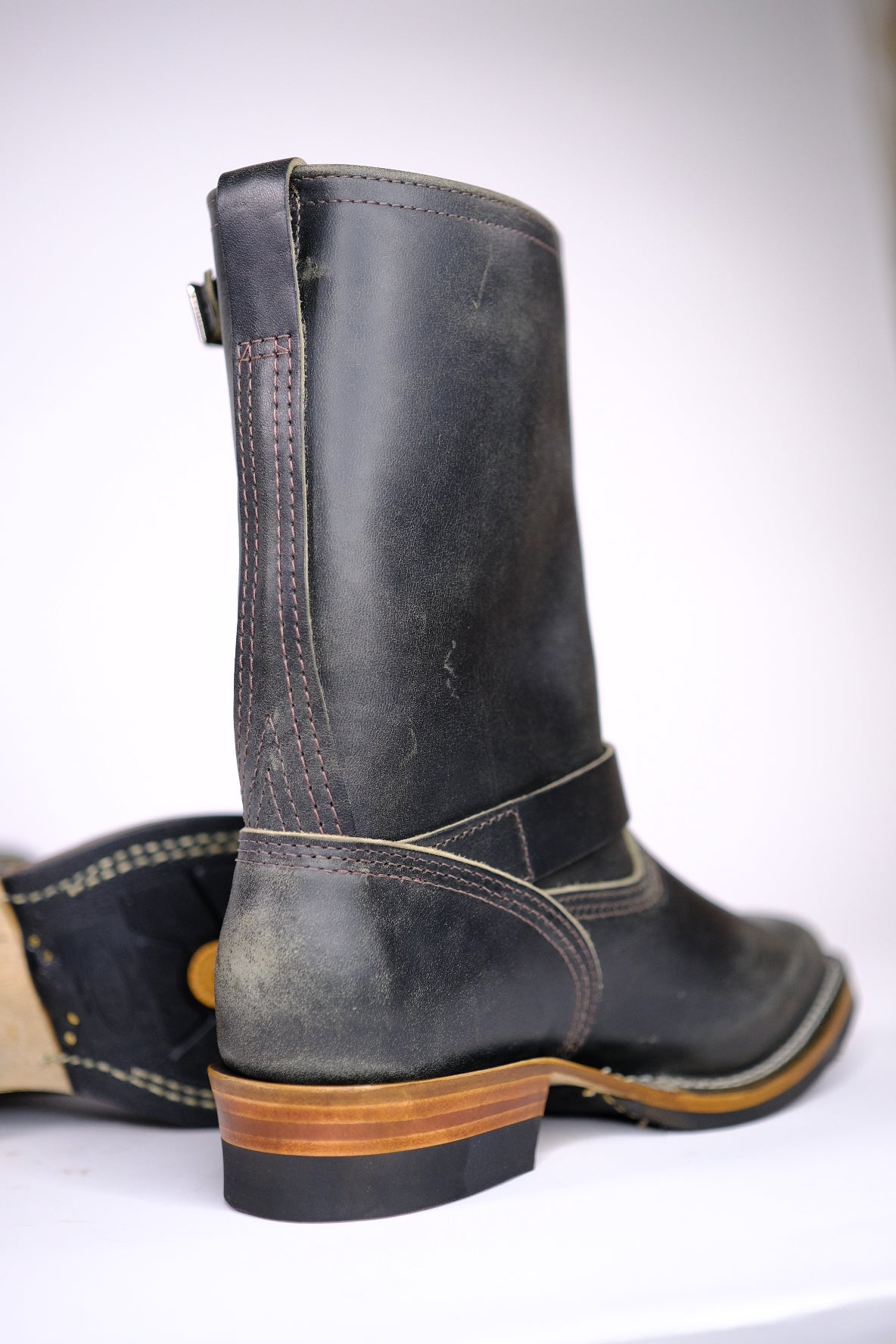 Wesco Boots X The Shop Mister Lou Petrolio Olive waxed Black Horsehide ...