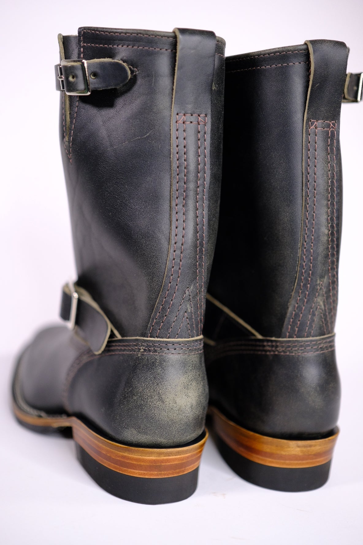 Wesco Boots X The Shop Mister Lou Petrolio Olive waxed Black Horsehide ...