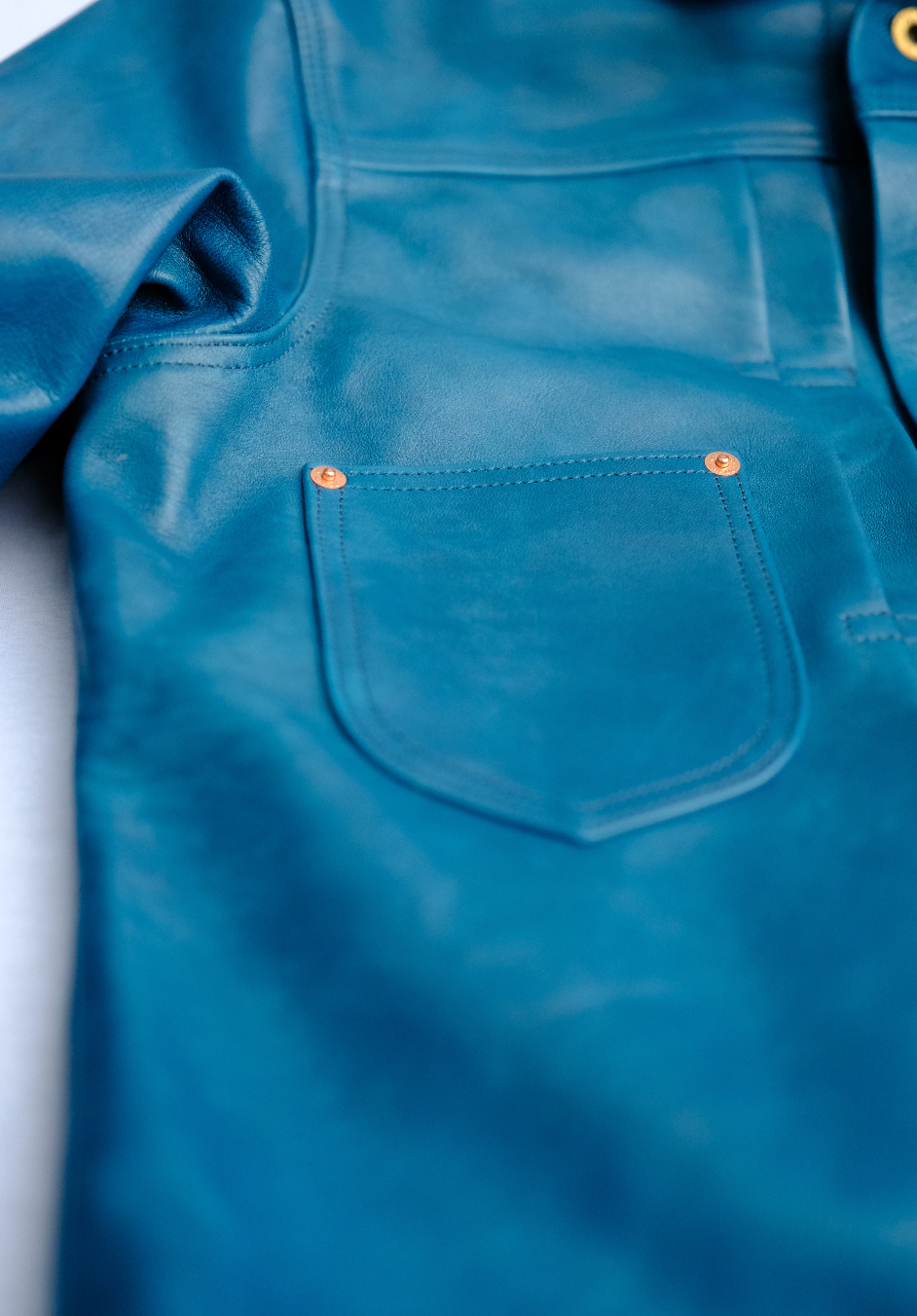 The Shop Vancouver Cowboy two 1.5mm Light Indigo Horsehide Jacket